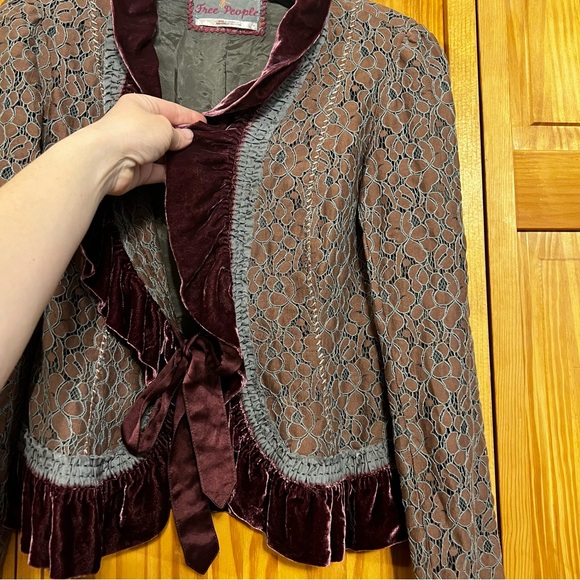 Free People | Jackets & Coats | Free People Floral Lace Velvet Satin ...
